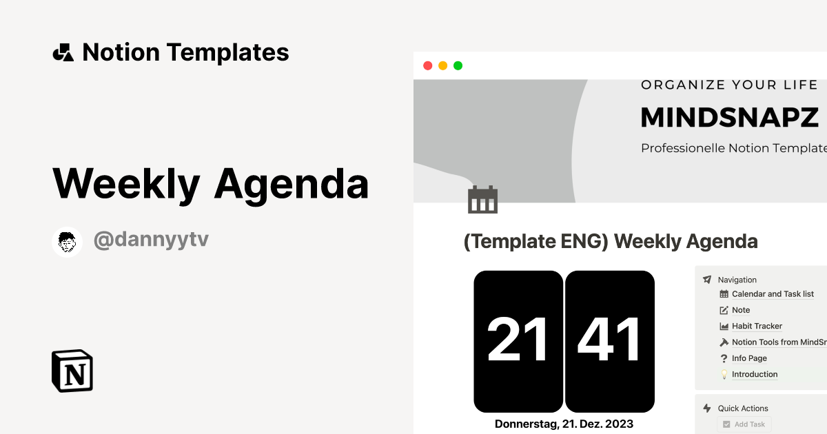 Weekly Agenda Template | Notion Marketplace