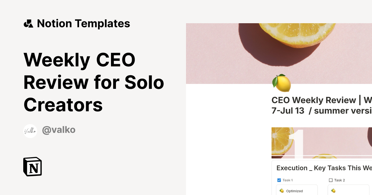 Weekly CEO Review for Solo Creators Template | Notion Marketplace