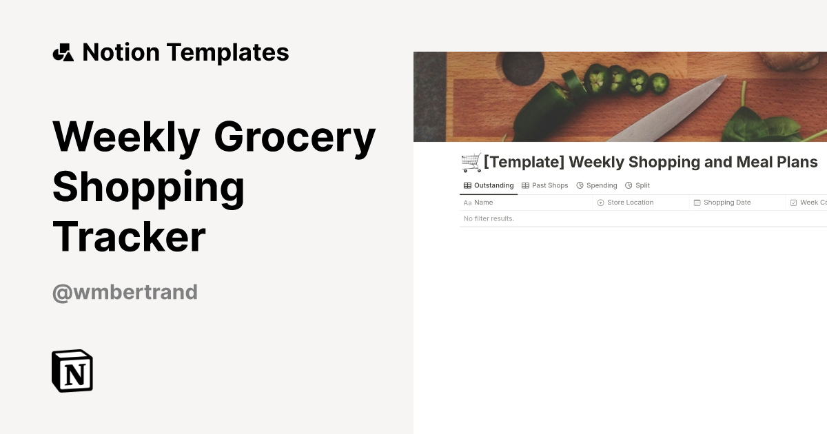 Weekly Grocery Shopping Tracker Template | Notion Marketplace