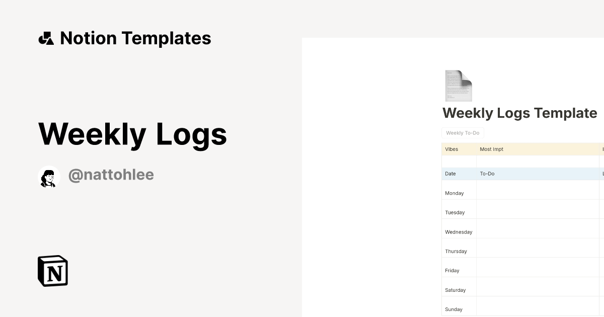 Weekly Logs Template | Notion Marketplace