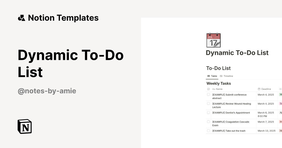 Dynamic To-Do List Template | Notion Marketplace