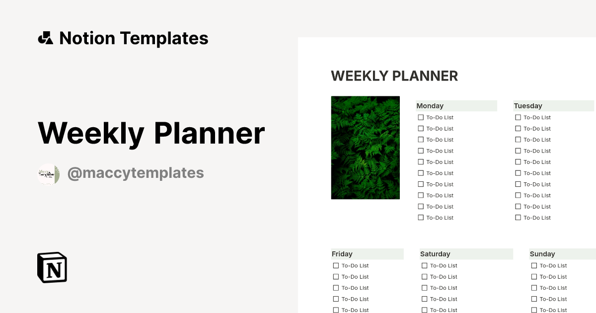 Weekly Planner Template | Notion Marketplace