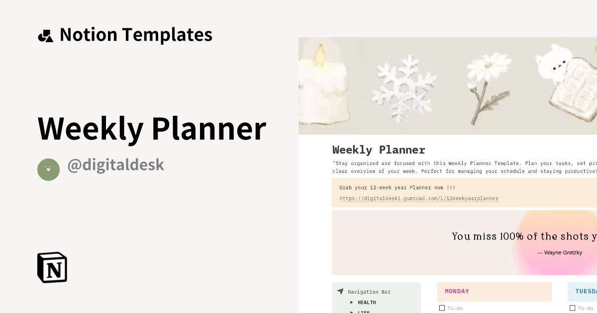 Weekly Planner Template | Notion Marketplace