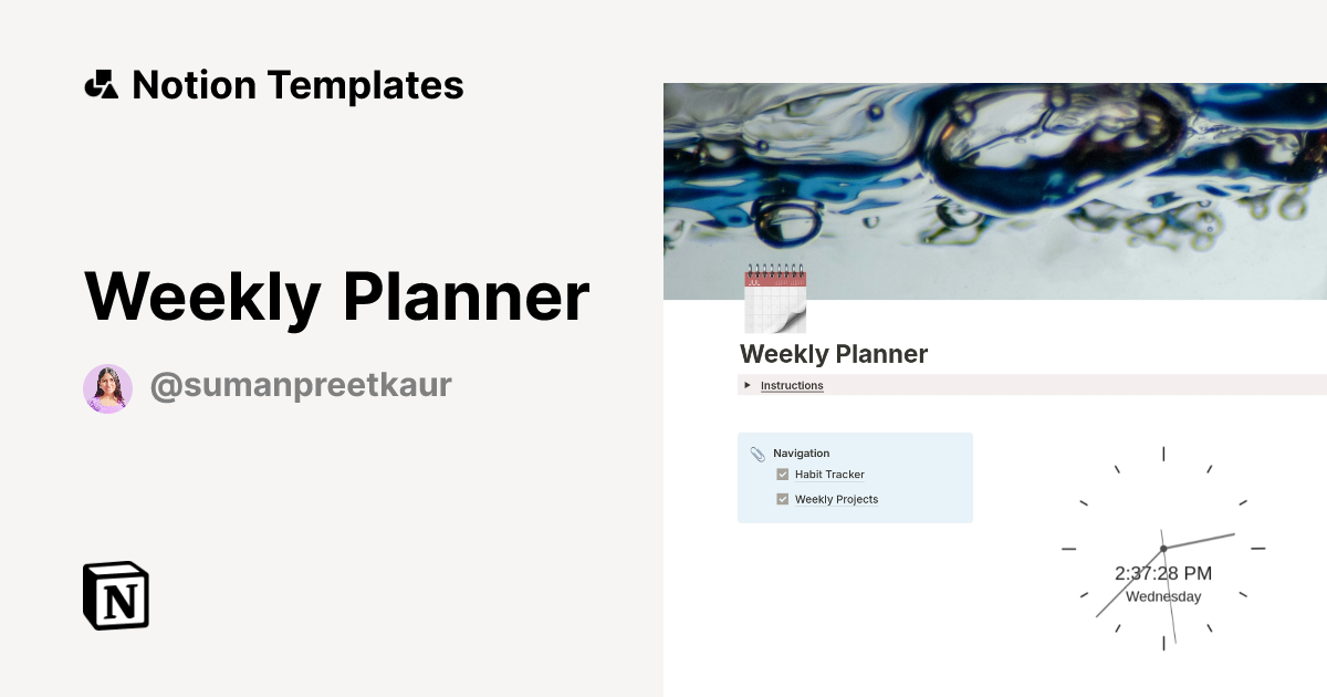 Weekly Planner Template | Notion Marketplace