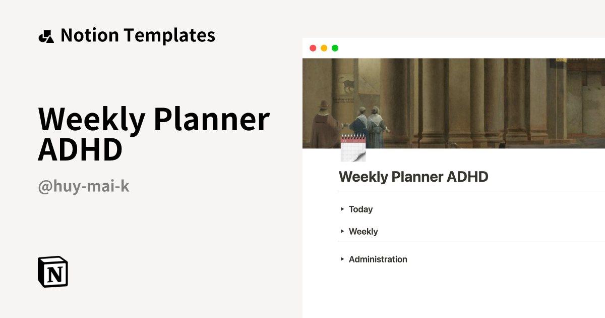 Weekly Planner ADHD Template | Notion Marketplace