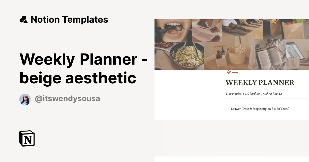 Weekly Planner - beige aesthetic Template by Wendy Sousa | Notion ...