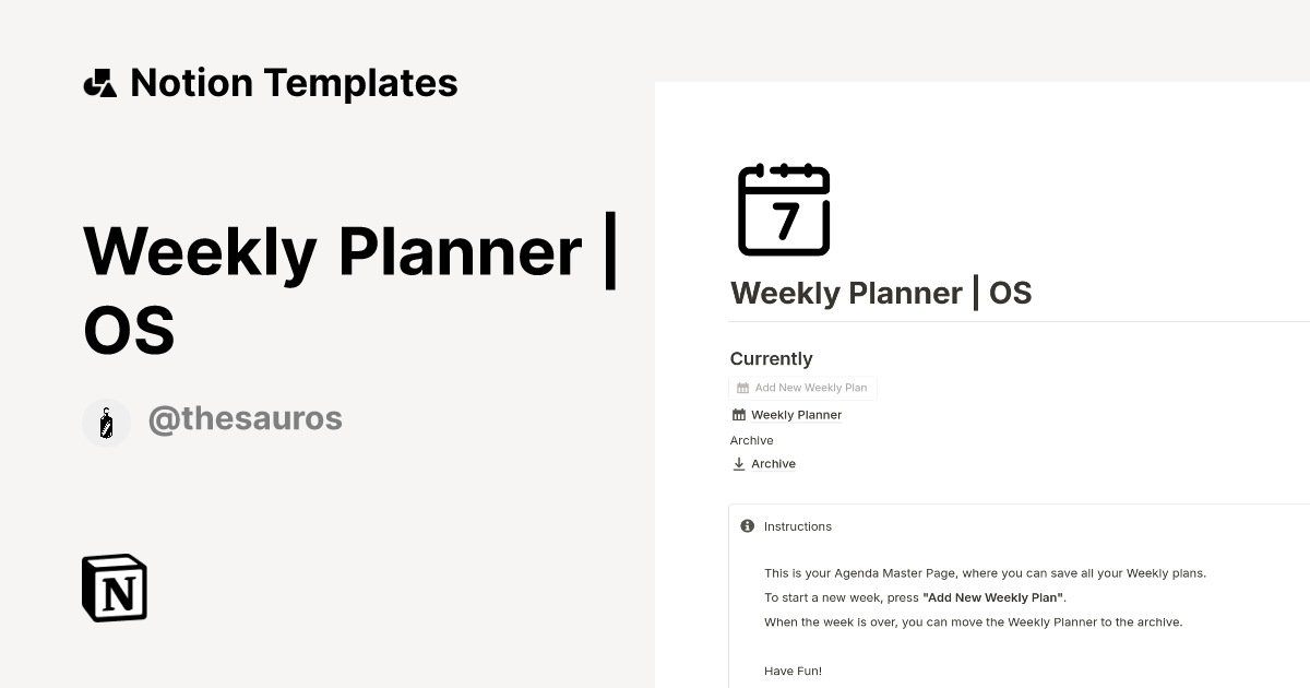 Weekly Planner | OS Template | Notion Marketplace