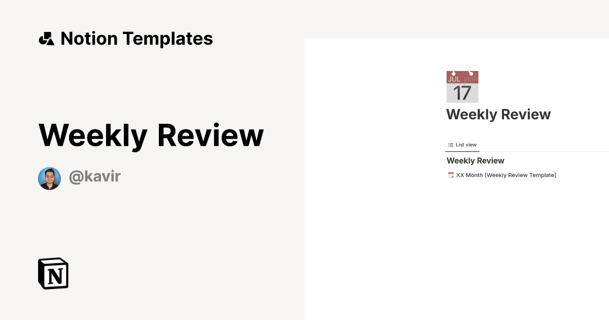 Weekly Review Template by Kavir | Notion Marketplace