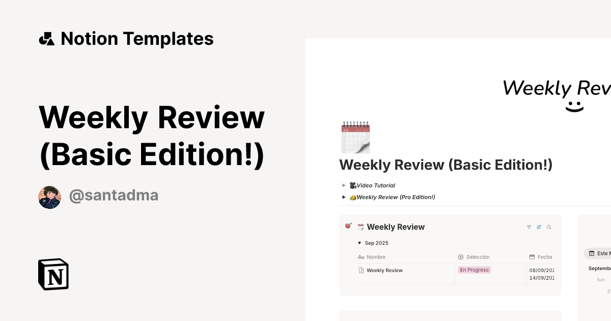 Weekly Review (Basic Edition!) Template | Notion Marketplace