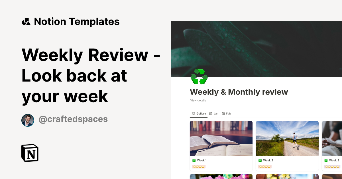 Weekly Review - Look back at your week Template by Thomas Cerulis ...