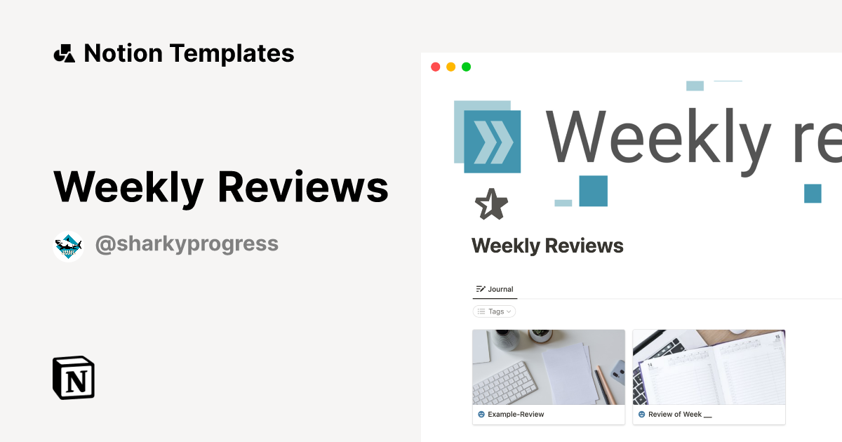 Weekly Reviews Template by Sharky Progress | Notion Marketplace