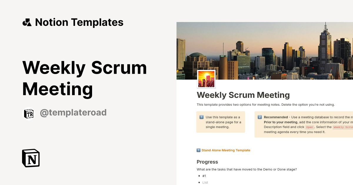Weekly Scrum Meeting Template by Template Road | Notion Marketplace