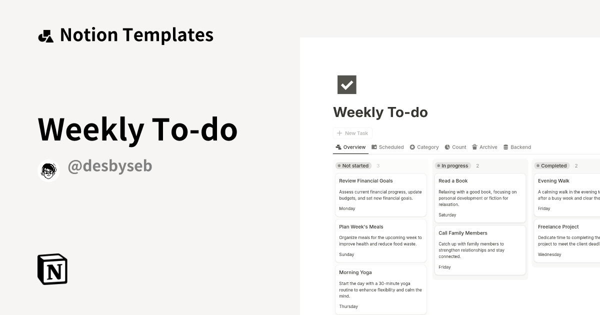 Weekly To-do Template | Notion Marketplace