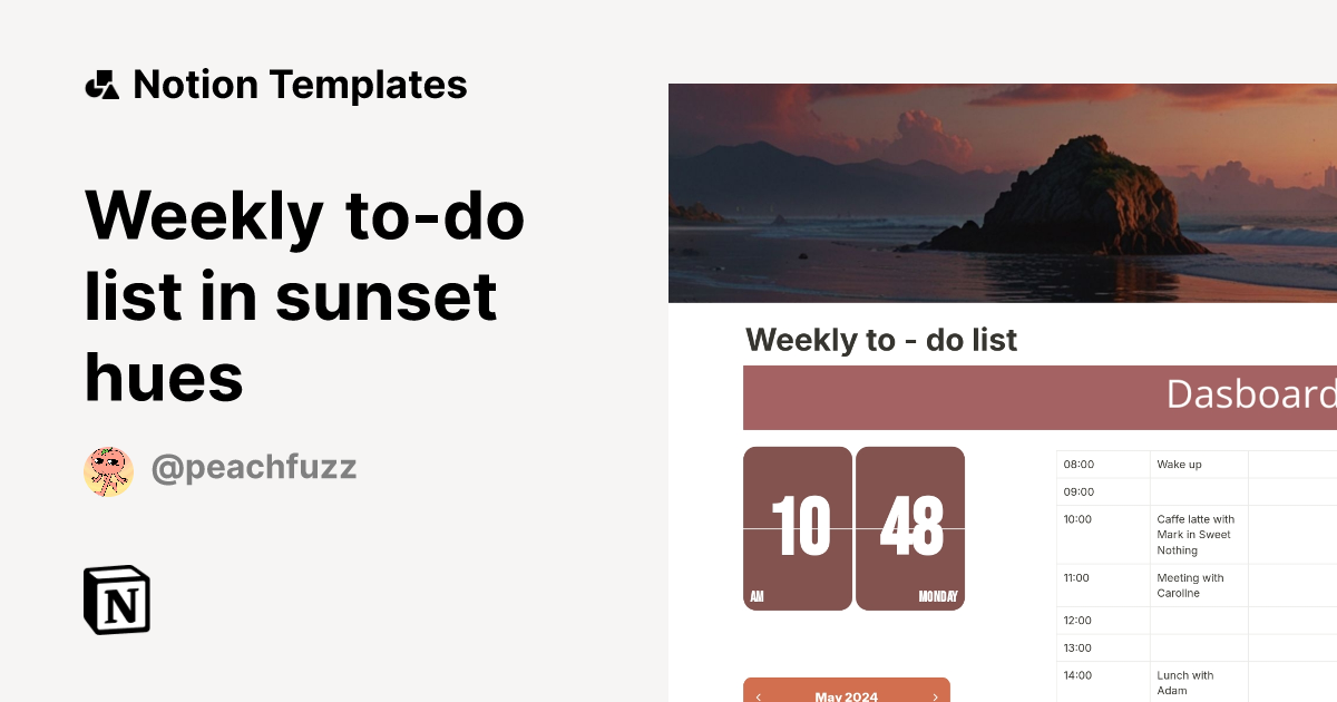 Weekly to-do list in sunset hues Template | Notion Marketplace