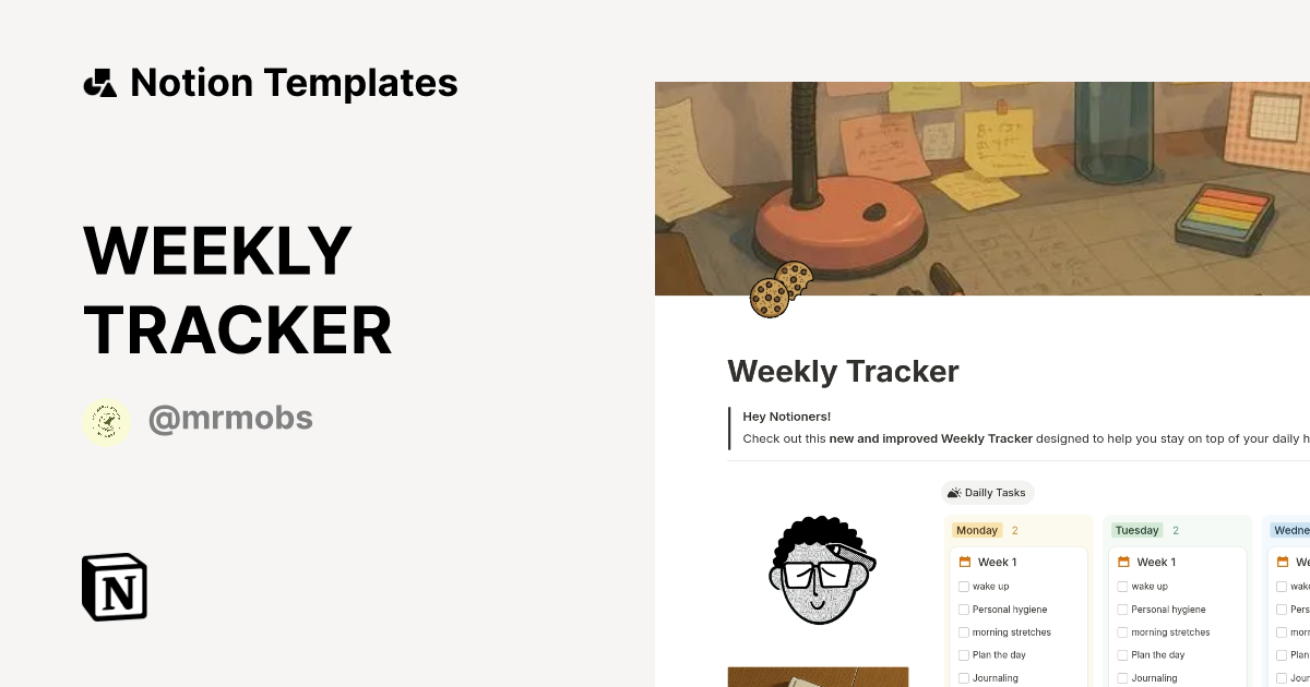 WEEKLY TRACKER Template by MrMOBS | Notion Marketplace