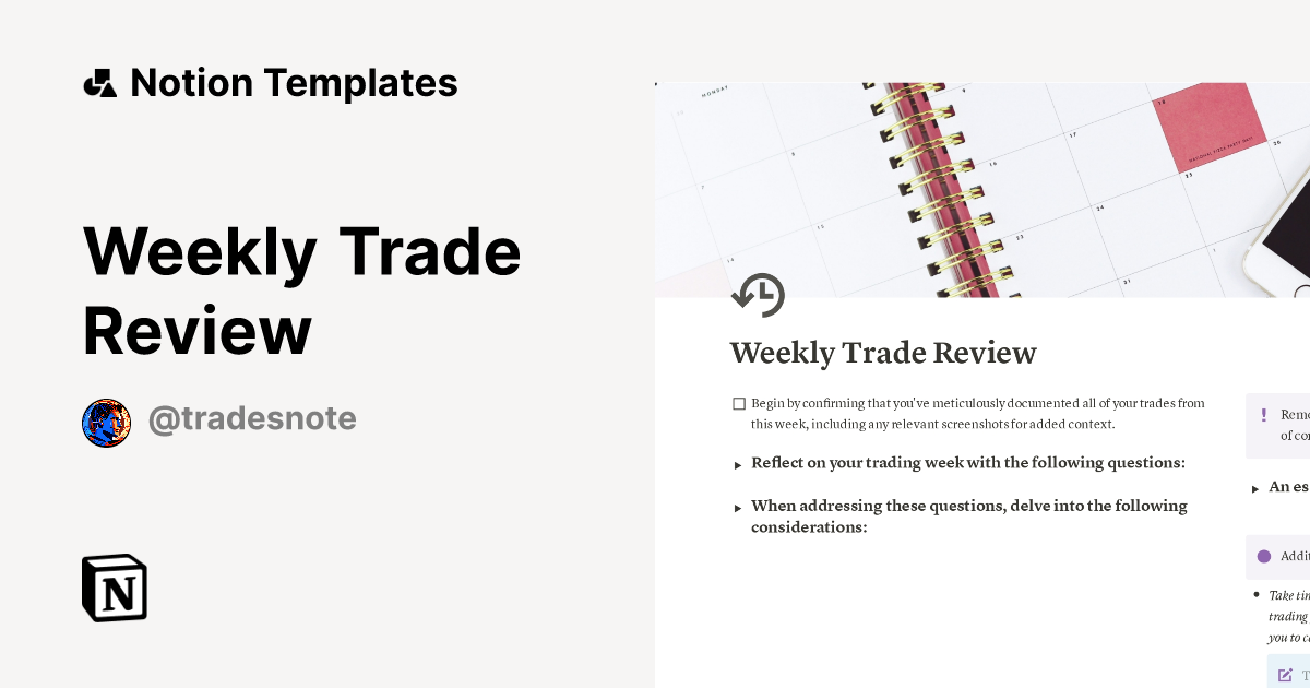Weekly Trade Review Template by Yücel | Notion Marketplace