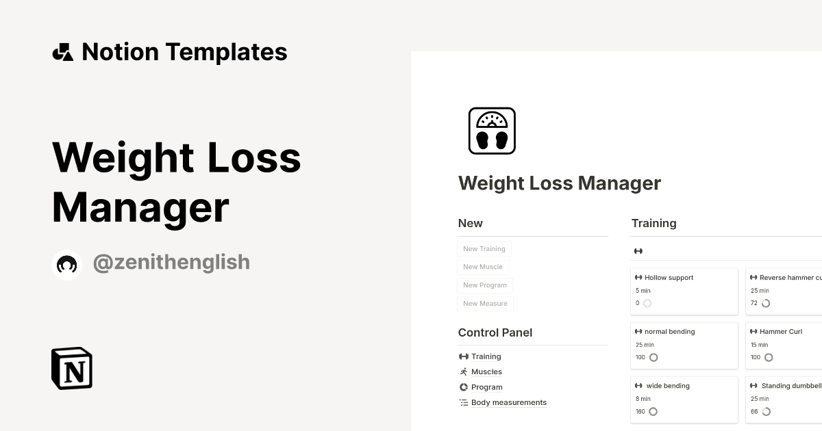 Weight Loss Manager Template | Notion Marketplace