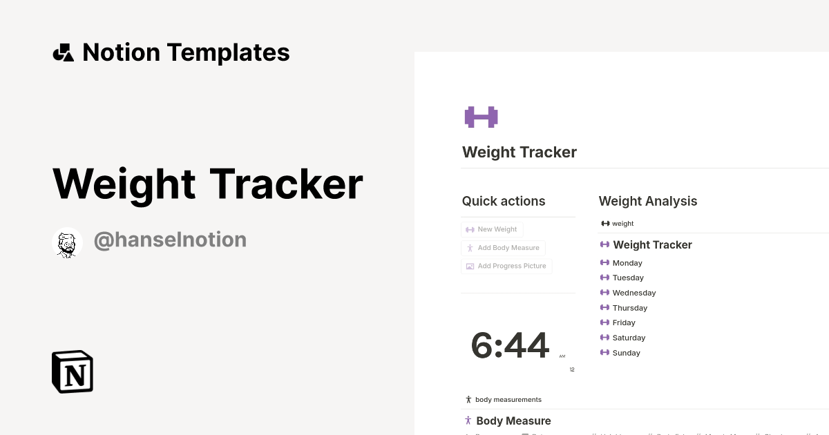 Weight Tracker Template | Notion Marketplace