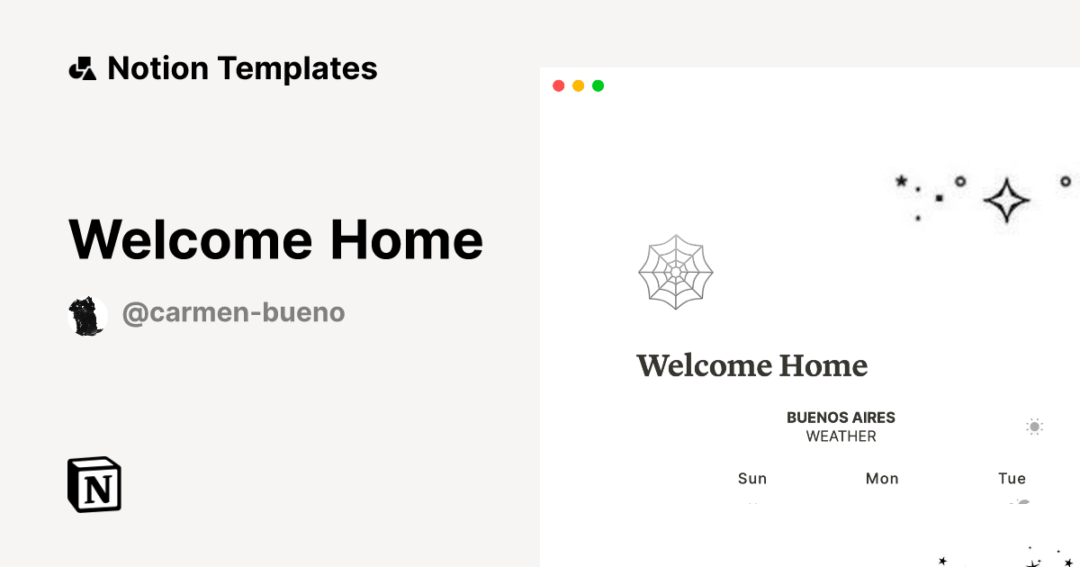 Welcome Home Template by Carmen Bueno | Notion Marketplace