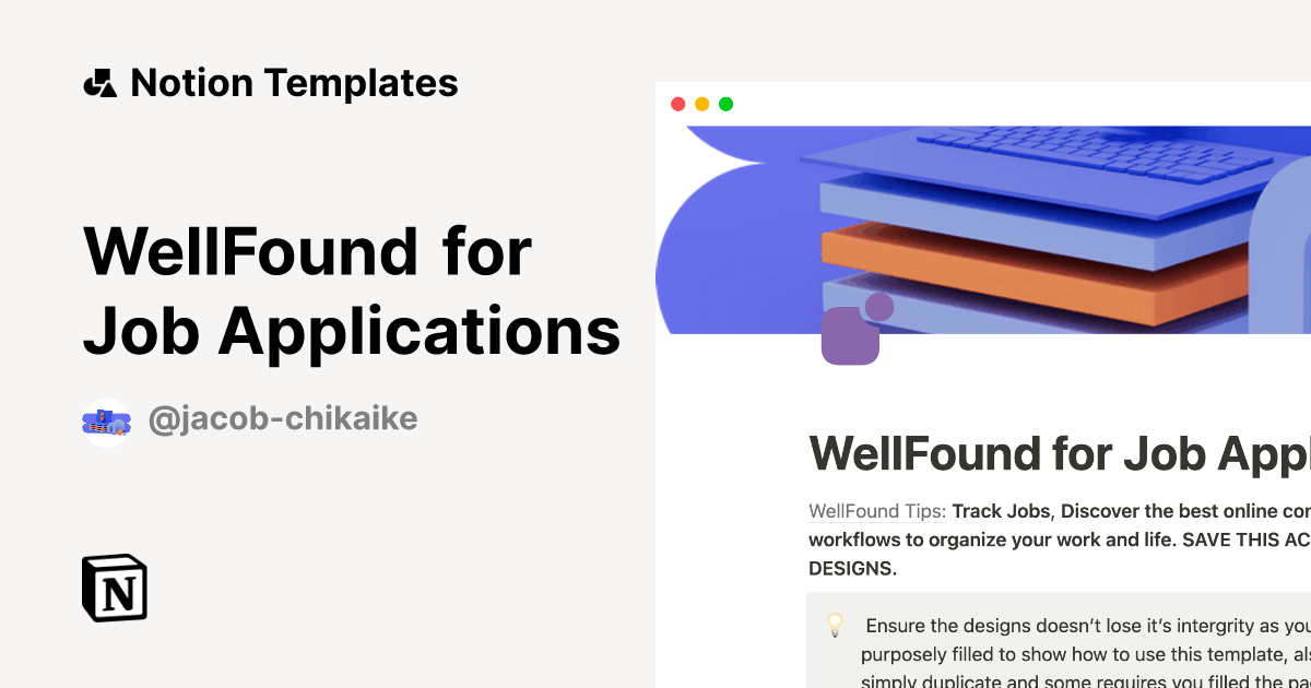 WellFound for Job Applications Template | Notion Marketplace