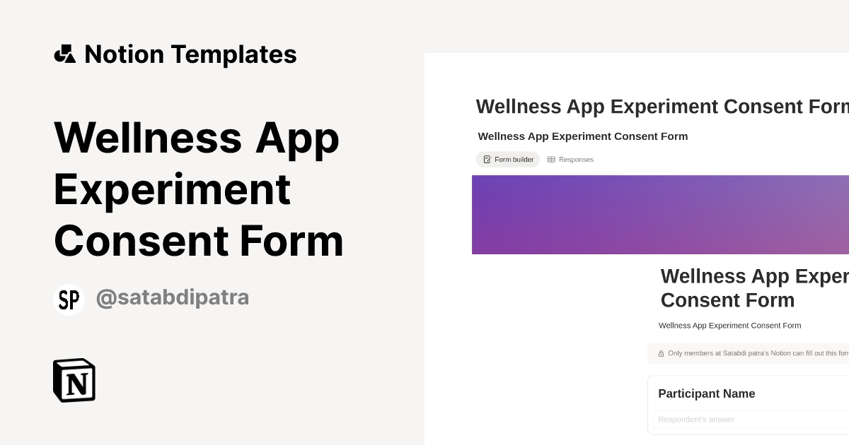 Wellness App Experiment Consent Form Template | Notion Marketplace