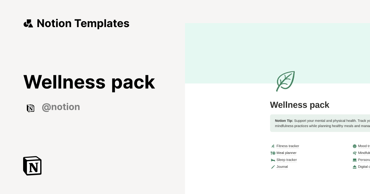 Wellness pack Template by Notion | Notion Marketplace