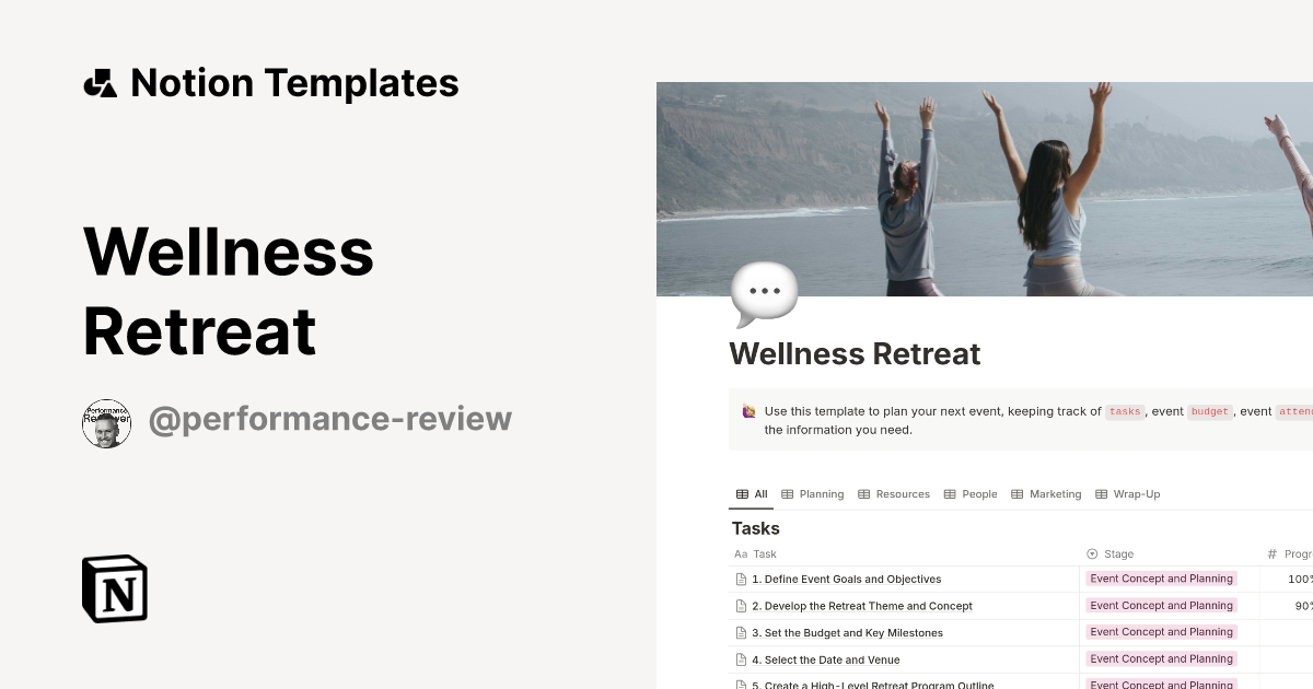 Wellness Retreat Template | Notion Marketplace