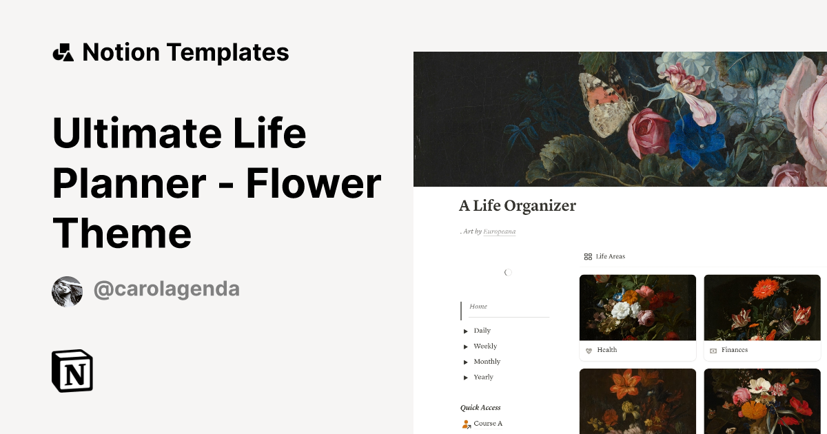 Ultimate Life Planner - Flower Theme Template | Notion Marketplace