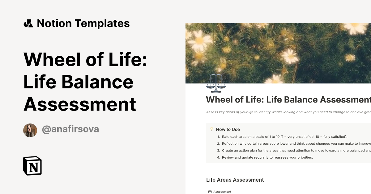 Wheel of Life: Life Balance Assessment Template | Notion Marketplace