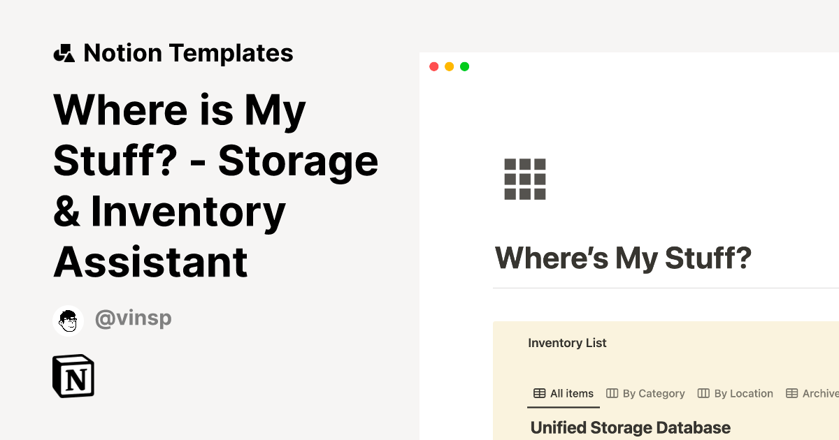 Where is My Stuff? - Storage & Inventory Assistant Template | Notion ...
