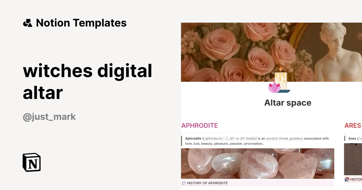 witches digital altar Template | Notion Marketplace