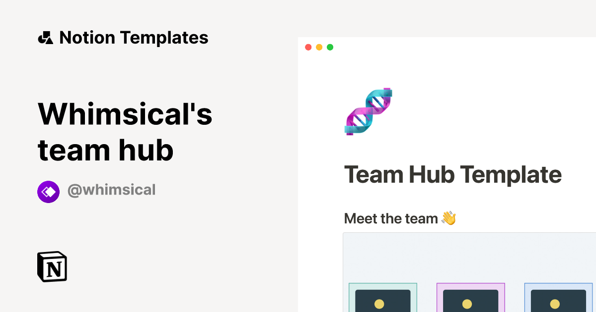 Whimsical's team hub Template | Notion Marketplace