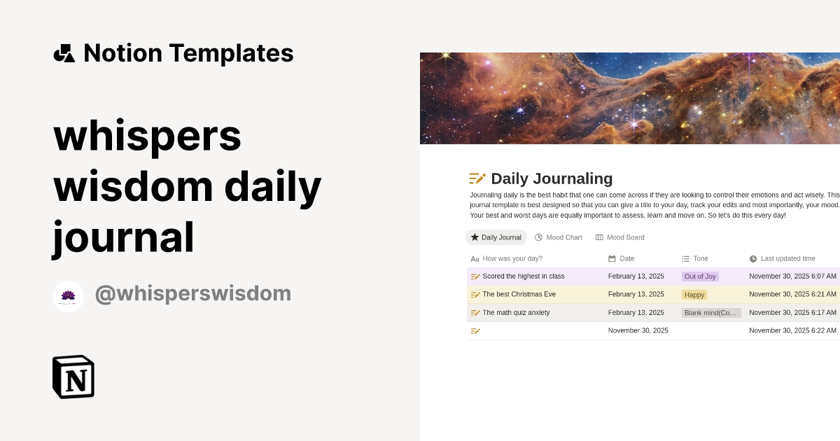 whispers wisdom daily journal Template | Notion Marketplace