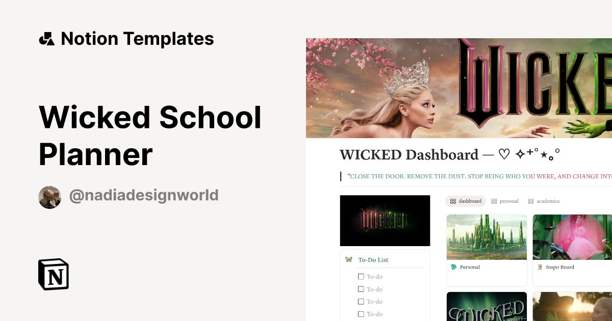 Wicked School Planner Template | Notion Marketplace