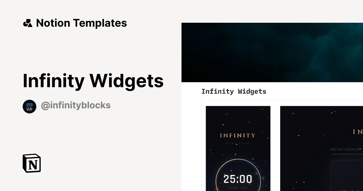 Infinity Widgets Template by Infinity Blocks | Notion Marketplace
