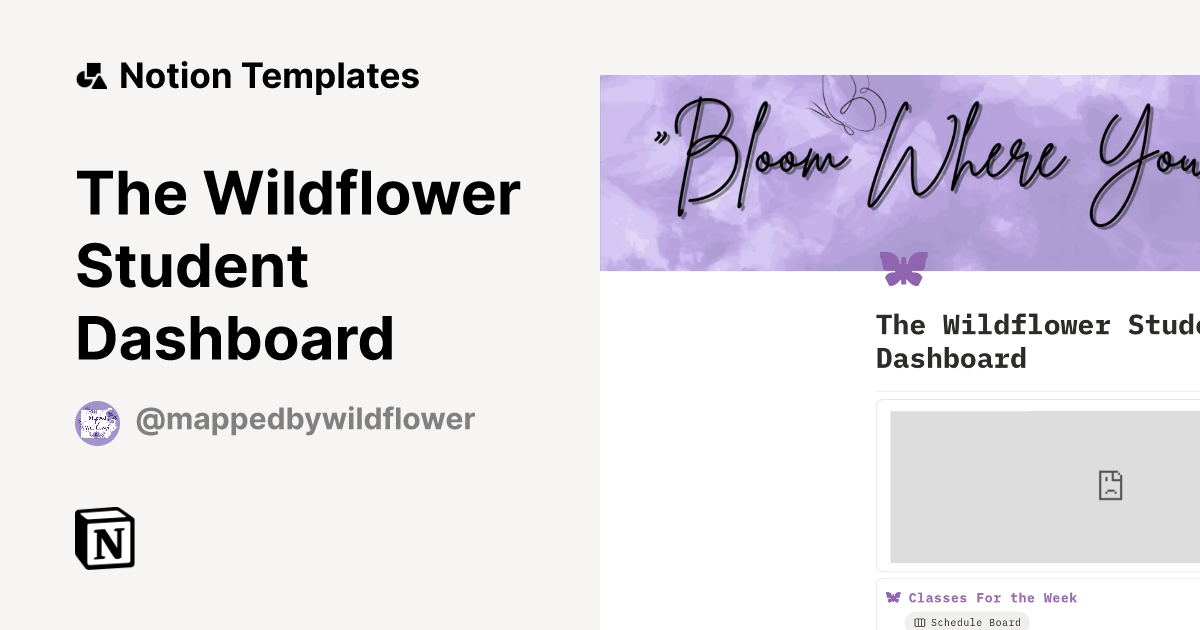 The Wildflower Student Dashboard Template | Notion Marketplace