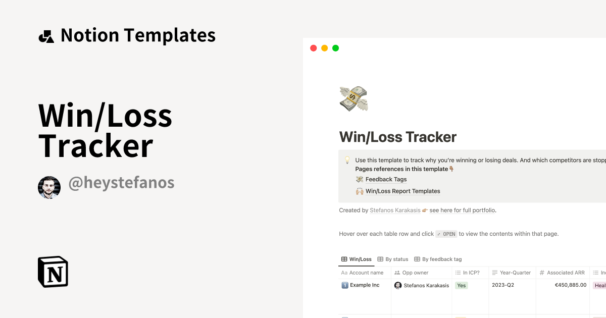 Win/Loss Tracker Template | Notion Marketplace