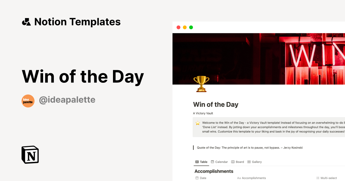 Win of the Day Template | Notion Marketplace