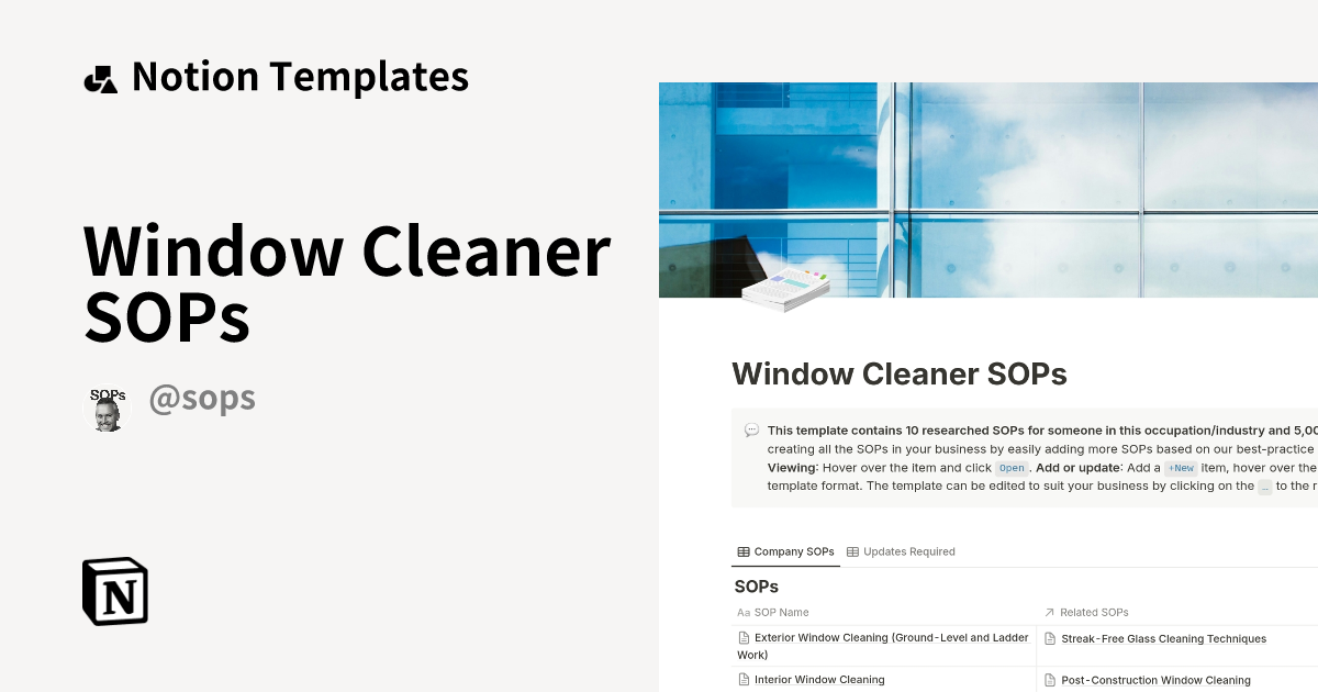 Window Cleaner SOPs Template by SOPs | Notion Marketplace