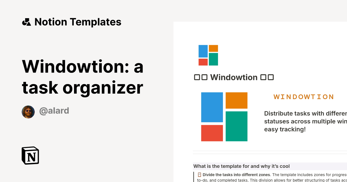 Windowtion: a task organizer Template | Notion Marketplace