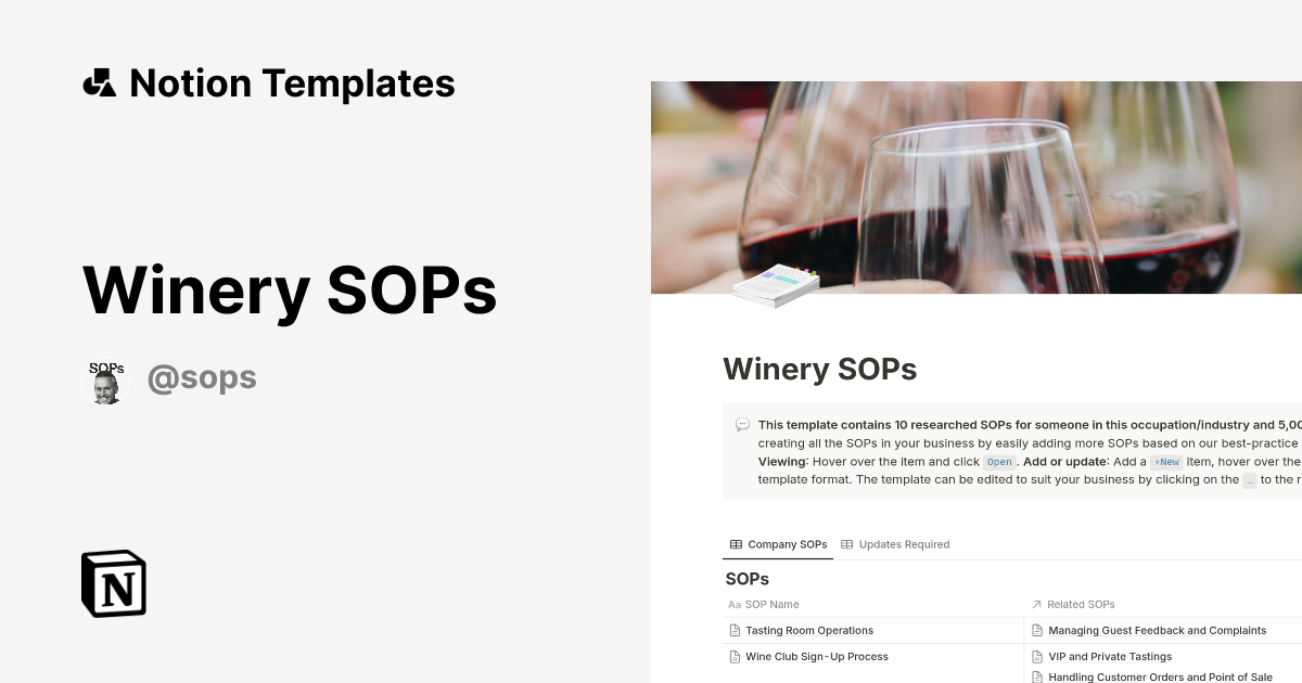 Winery SOPs Template | Notion Marketplace