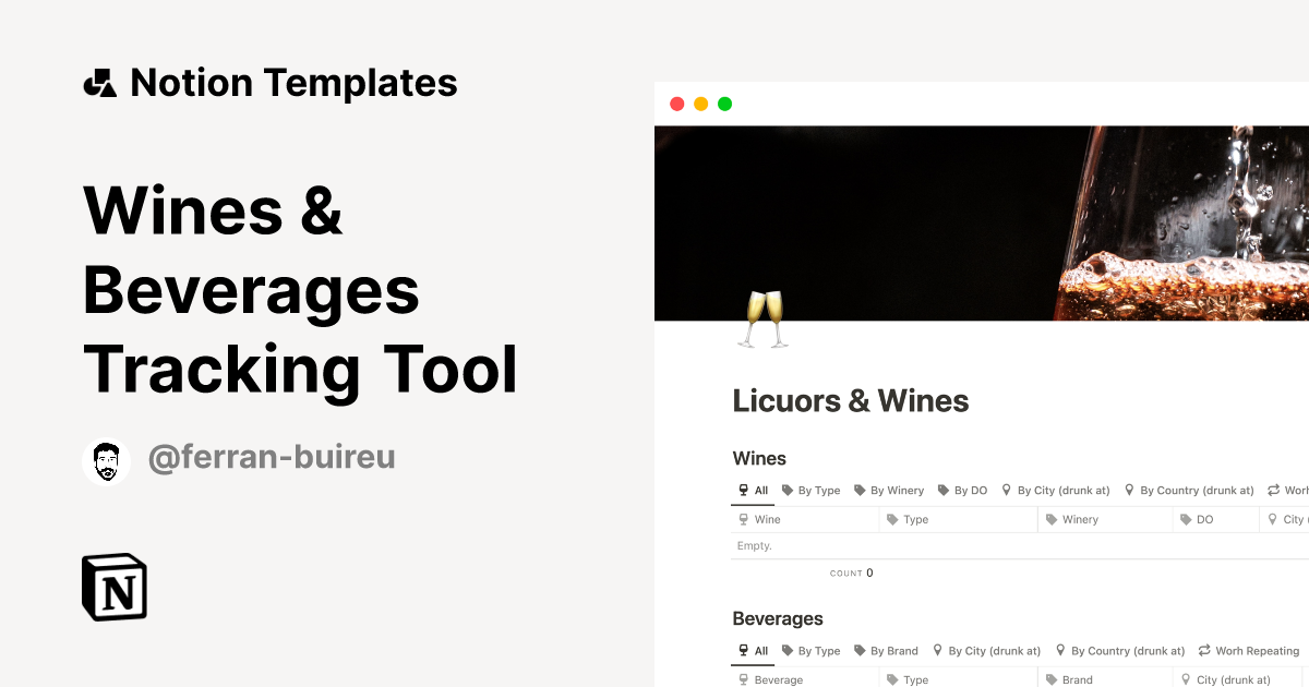 Wines & Beverages Tracking Tool Template | Notion Marketplace