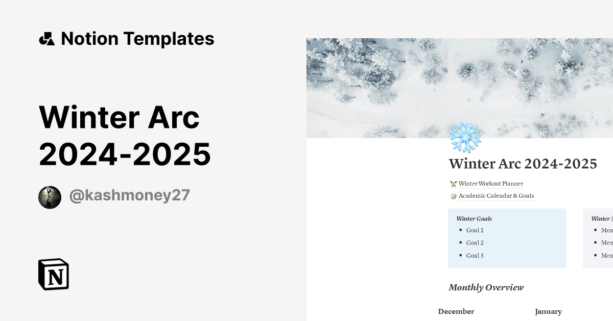 Winter Arc 2024-2025 Template | Notion Marketplace