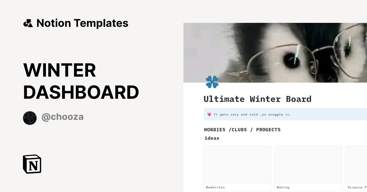 WINTER DASHBOARD Template by VISION BOARD | Notion Marketplace