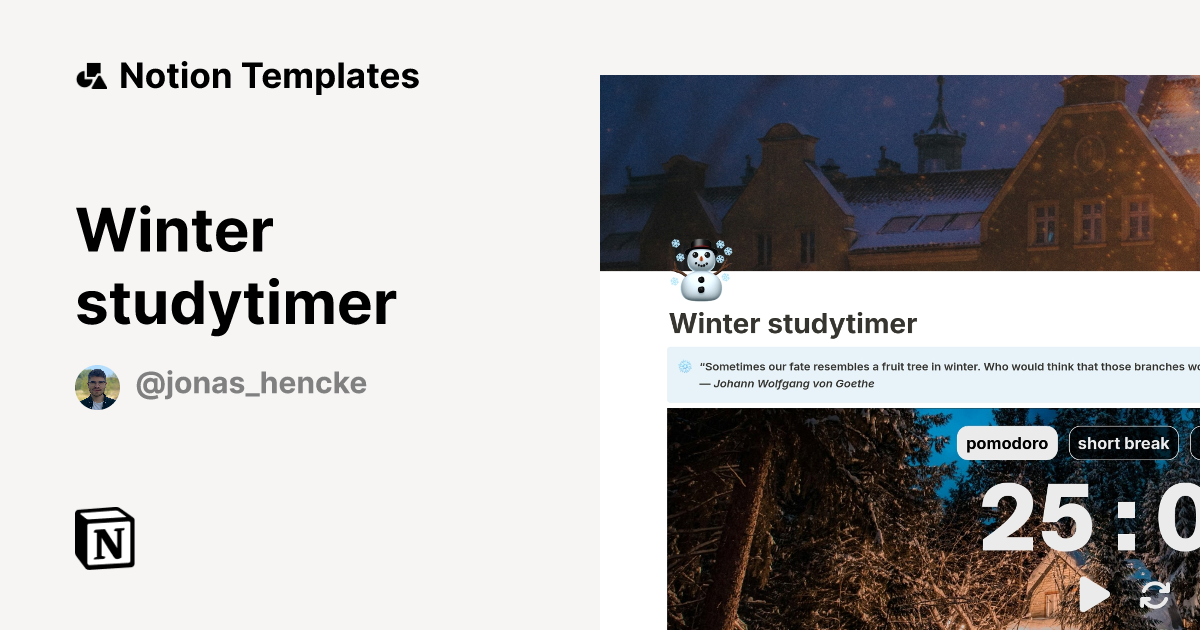 Winter studytimer Template by Jonas Hencke | Notion Marketplace