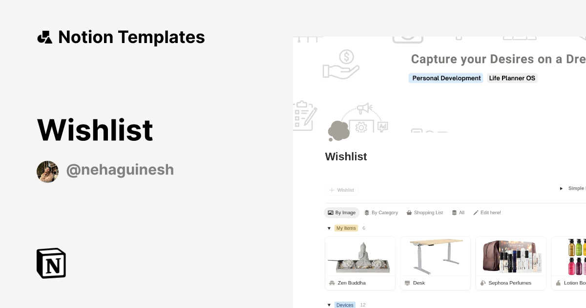 Wishlist Template | Notion Marketplace