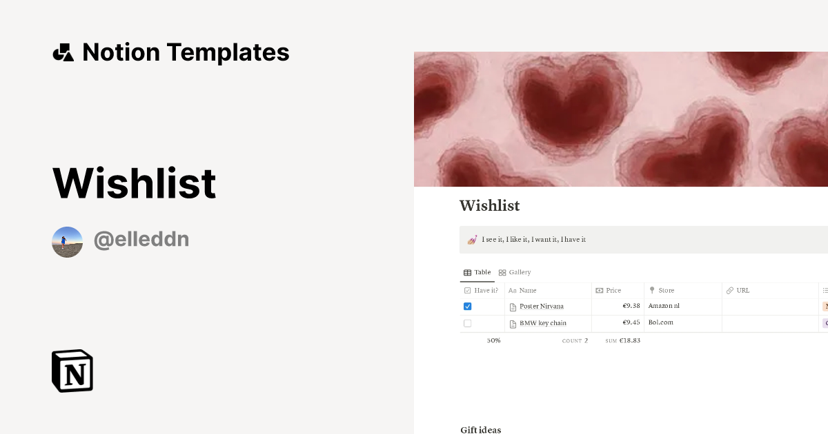 Wishlist Template | Notion Marketplace