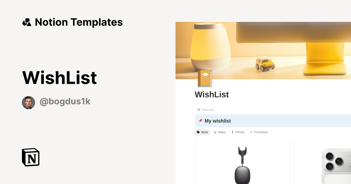 WishList Template by Bogdusik | Notion Marketplace