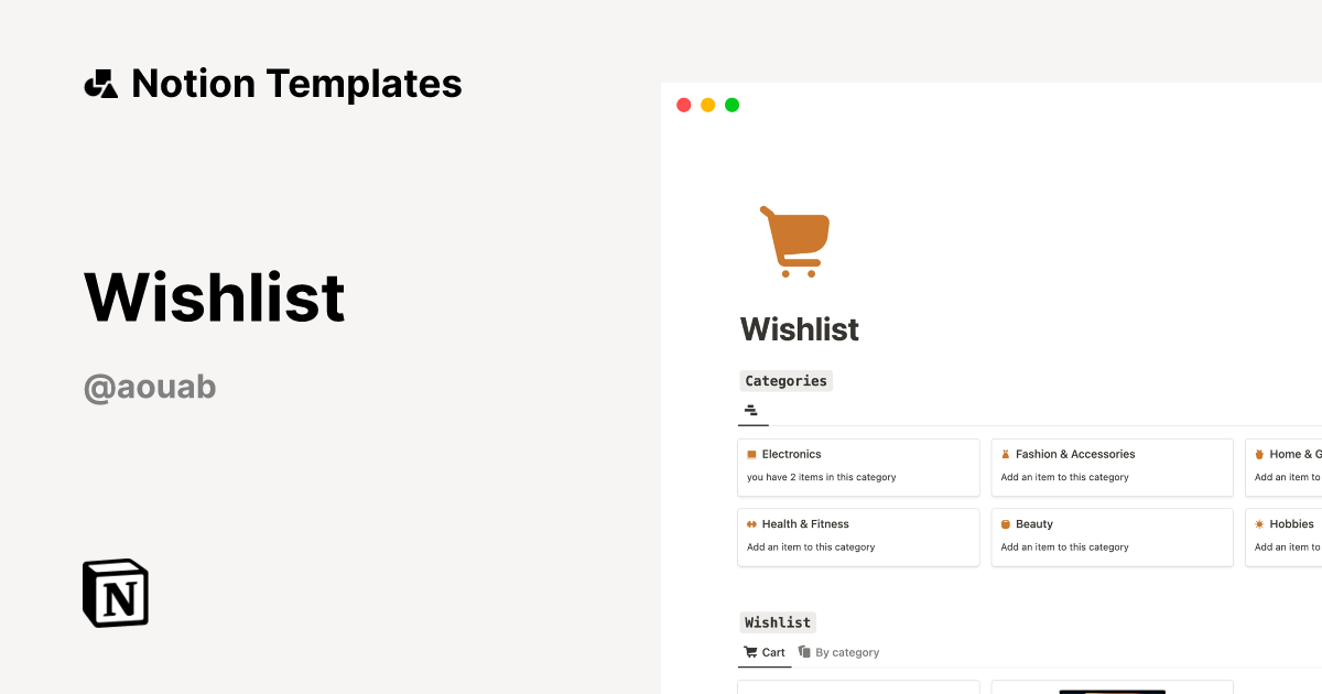Wishlist Template | Notion Marketplace