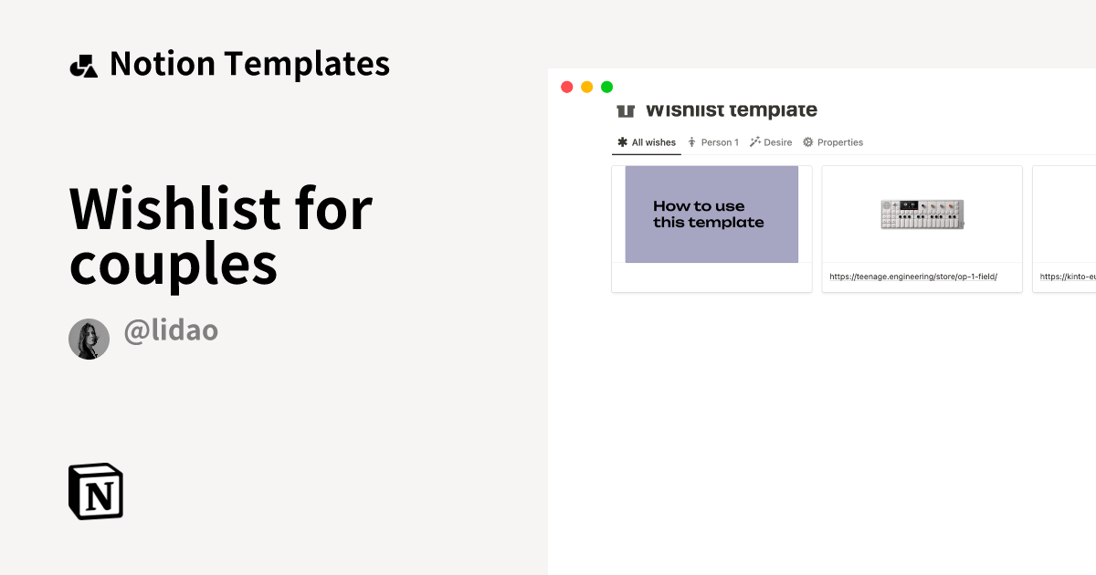 Wishlist for couples Template | Notion Marketplace